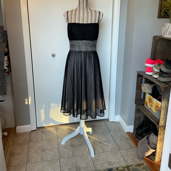 JS Collections | Dresses | Js Collection Black Beaded Crystal Pleats ...